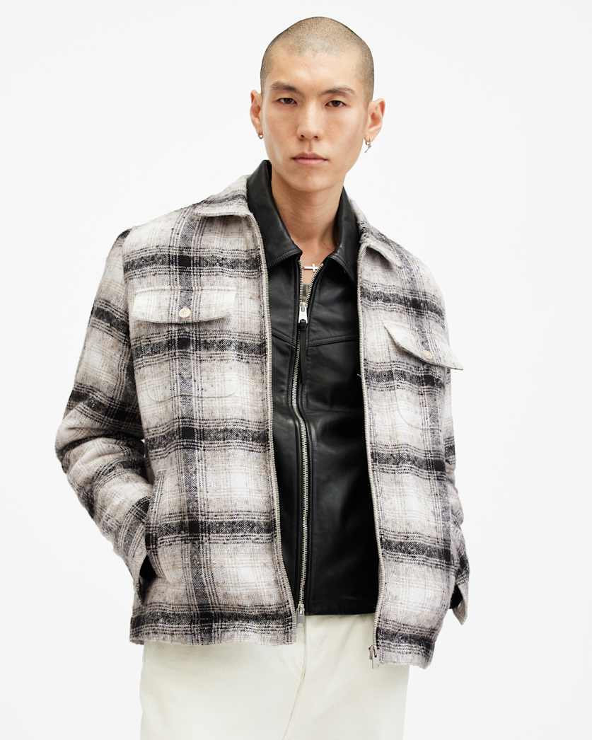 Banshee Textured Checked Jacket BAKER WHITE | ALLSAINTS